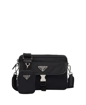 Prada Re-nylon And Saffiano Leather Shoulder Bag - Black