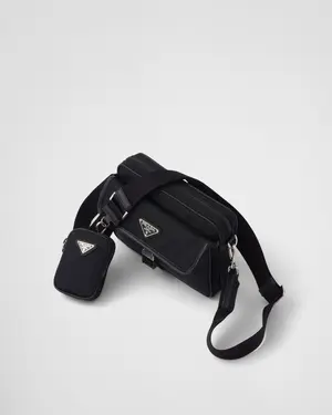 Prada Re-nylon And Saffiano Leather Shoulder Bag - Black