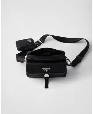 Prada Re-nylon And Saffiano Leather Shoulder Bag - Black