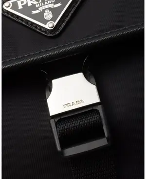 Prada Re-nylon And Saffiano Leather Shoulder Bag - Black