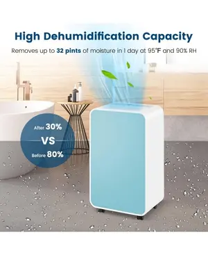 VOLENCA 32 Pints/day Portable Quiet Dehumidifier For Rooms Up To 2500 Sq. Ft