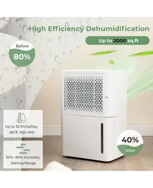 VOLENCA 2000 Sq. Ft 32 Pint Dehumidifier With Continuous/drying/auto Mode