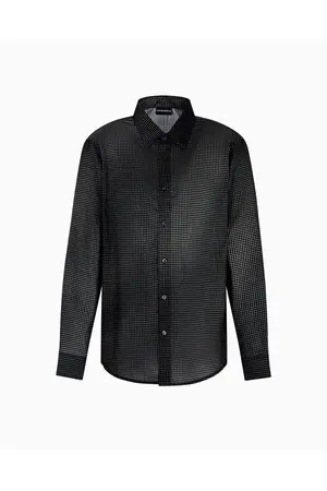 Emporio Armani Asv Lyocell Shirt With All-over Micro-pattern Print