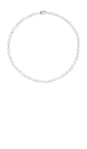 Shashi Pear Diamond Tennis Necklace - Metallic Silver