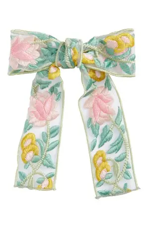 L. Erickson Sonoma Embroidered Bow Barrette - Floral Multi