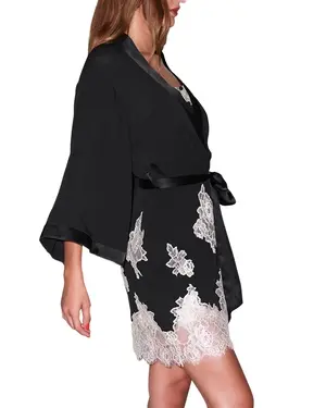 FLEUR DU MAL Lace Applique Robe - Black