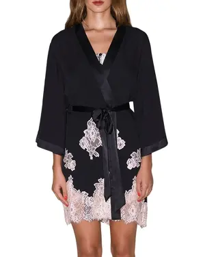 FLEUR DU MAL Lace Applique Robe - Black