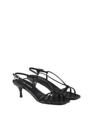 Prada Heeled Leather Sandals - Black