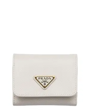 Prada Small Saffiano Leather Wallet Neutral