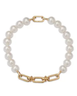Bloomingdale'S Pearl And 14k Yellow Bracelet - Gold