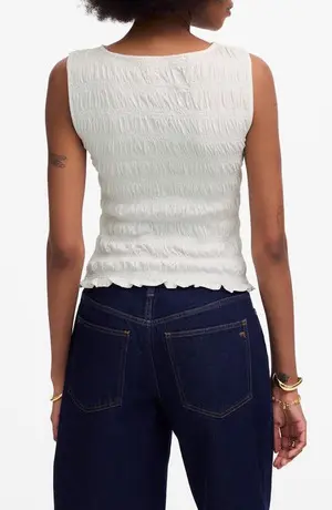 Madewell Smocked Tank Top - White
