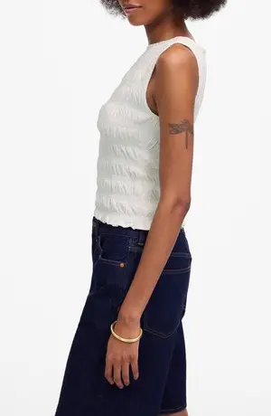 Madewell Smocked Tank Top - White