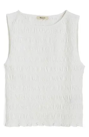 Madewell Smocked Tank Top - White