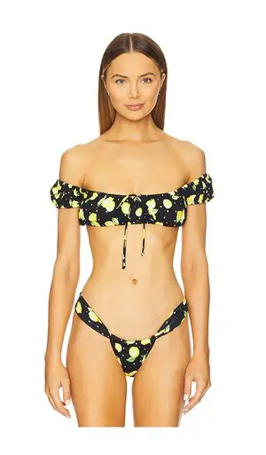 LESLIE AMON Marine Bikini Top - Black Lemon
