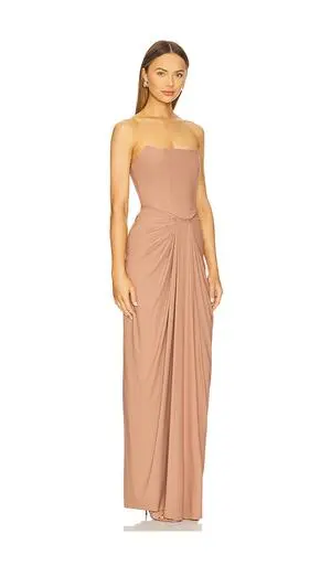 DEME BY GABRIELLA Pearl Gown - Brown