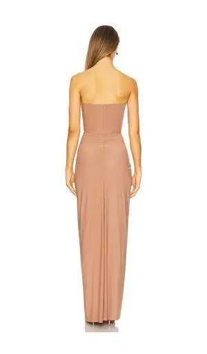 DEME BY GABRIELLA Pearl Gown - Brown