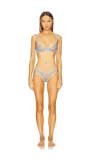 FLEUR DU MAL Sheer Tulle Thong In Blue - Daydream