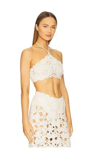 For Love & Lemons Floral Crochet Coverup Top