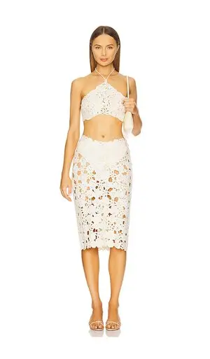 For Love & Lemons Floral Crochet Coverup Top