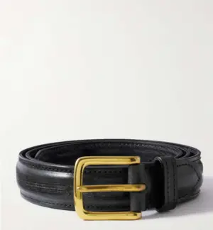 DRAKE'S 3cm Leather Belt - Black