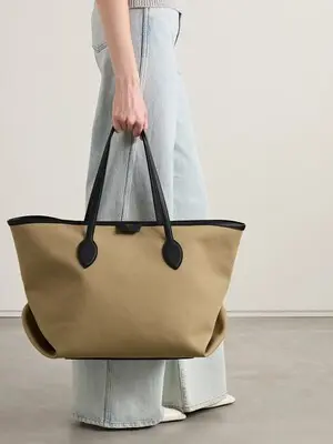 Khaite Amalia Textured Leather-trimmed Canvas Tote