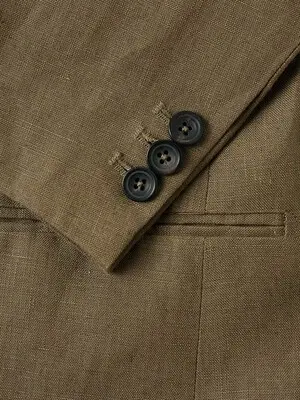 J. MUESER Waverly Double-breasted Linen Suit Jacket - Neutrals