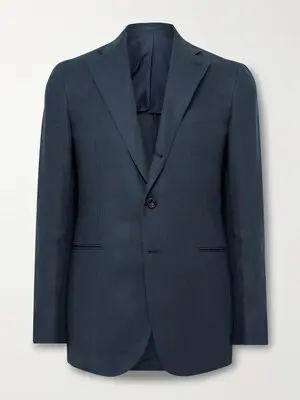 J. MUESER Waverly Slim-fit Linen Suit Jacket - Blue