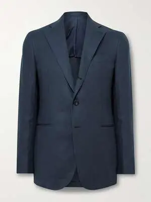 J. MUESER J. Mueser - Waverly Slim-Fit Linen Suit Jacket - Men - Blue  Navy
