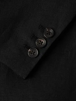 J. MUESER Waverly Slim-fit Double-breasted Linen Suit Jacket - Black