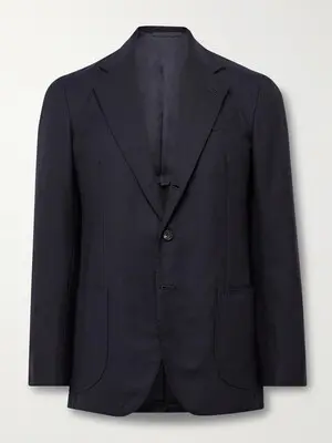 J. MUESER Waverly Wool-hopsack Blazer - Blue