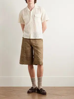 CORRIDOR Camp-collar Cotton And Nylon-blend Lace Shirt