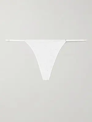 Kiki De Montparnasse Ange Sequin-embellished Embroidered Tulle Thong - Neutrals