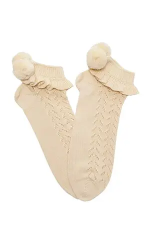 Valentino Garavani Pom-pom Ruffled Ankle Socks - White