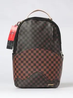 SPRAYGROUND Chequered Coated Cotton Backpack With Padded Straps - Brown