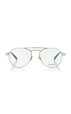Saint Laurent Aviator-frame Metal Eyeglasses - Silver