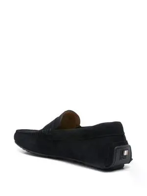 BOSS Suede Moccasins With Penny Trim - Blue