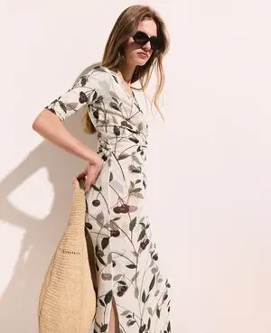 Stella McCartney Cherry Print Mesh Midi Dress - Cream