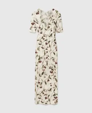 Stella McCartney Cherry Print Mesh Midi Dress - Cream