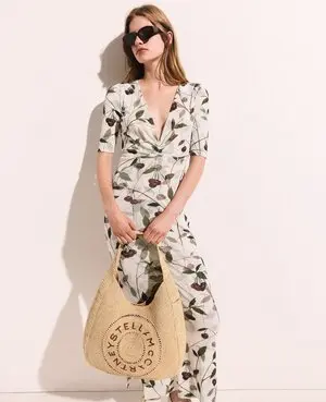 Stella McCartney Cherry Print Mesh Midi Dress - Cream