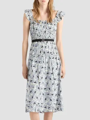 Prada Floral Print Pongé Dress
