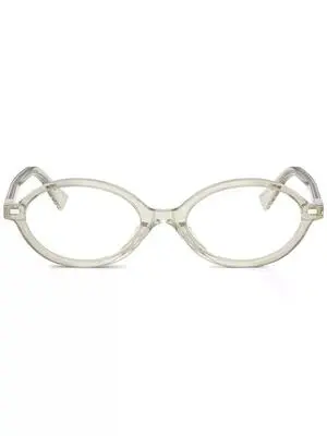 Miu Miu Regard Oval Frame Glasses - Green