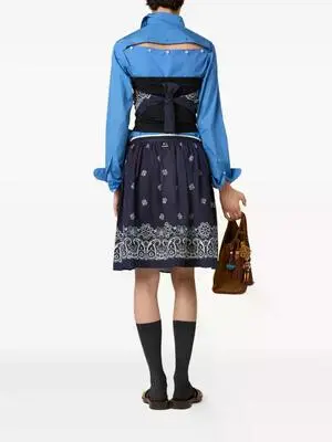 Miu Miu Embroidered Logo Cotton Button-up Shirt