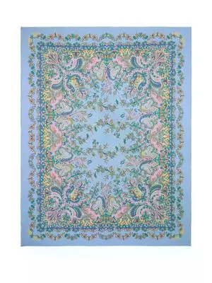 Etro Floral-print Wool Throw Blanket - Blue