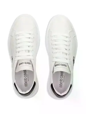 Roberto Cavalli Mirror Snake Appliqué Sneakers