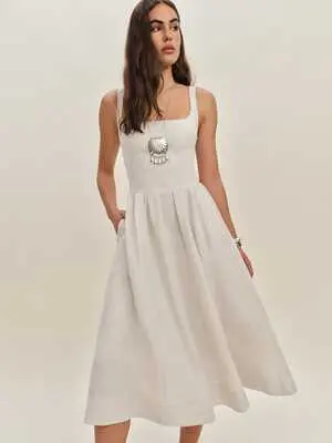 REFORMATION Janu Linen Dress Natural