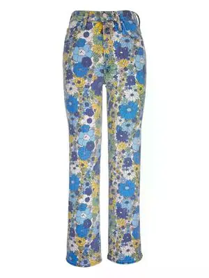 MOTHER Floral-print Straight Leg Jeans