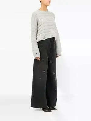 MAISON MARGIELA Crew Neck Long Sleeve Sweater - Grey