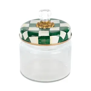 MACKENZIE-CHILDS Emerald Check Small Kitchen Canister