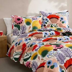 Marimekko Ojakellukka Cotton Percale 3 Piece Duvet Cover Set, King - Multi
