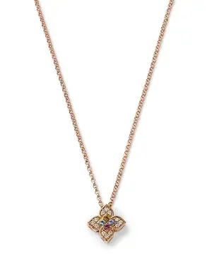 Roberto Coin 18k Venetian Princess Carnival Multi Gemstone & Diamond Flower Pendant Necklace - Rose Gold